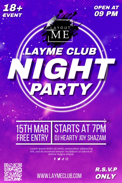 Night Club Party Poster Template | PosterMyWall