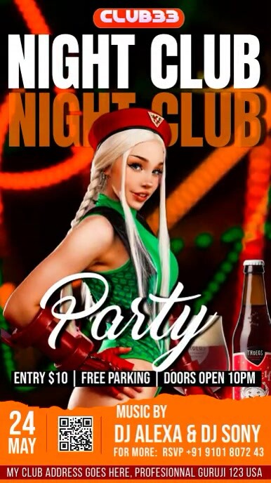 Plantilla de Night club Party Social Media Ads | PosterMyWall