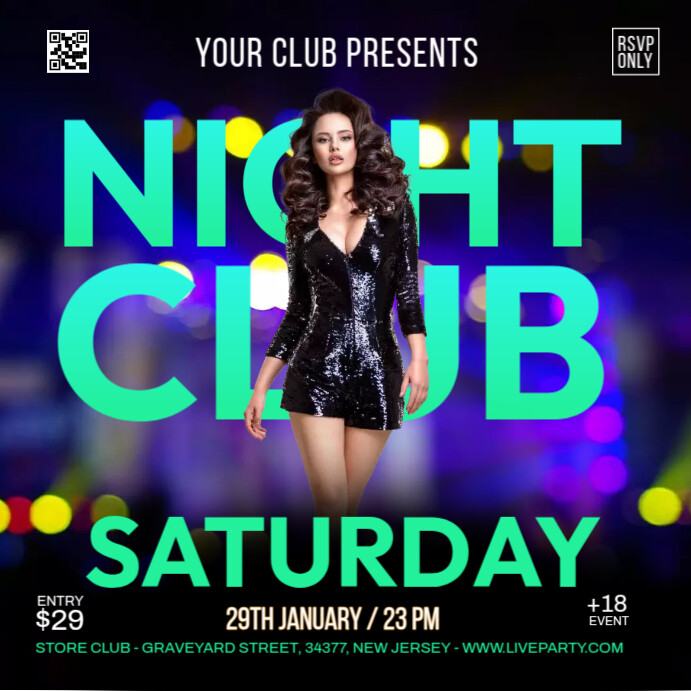 Night Club Saturday Ads Template | PosterMyWall
