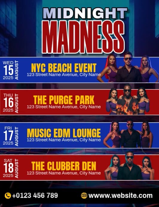 Plantilla de Night Club Schedule Template | PosterMyWall