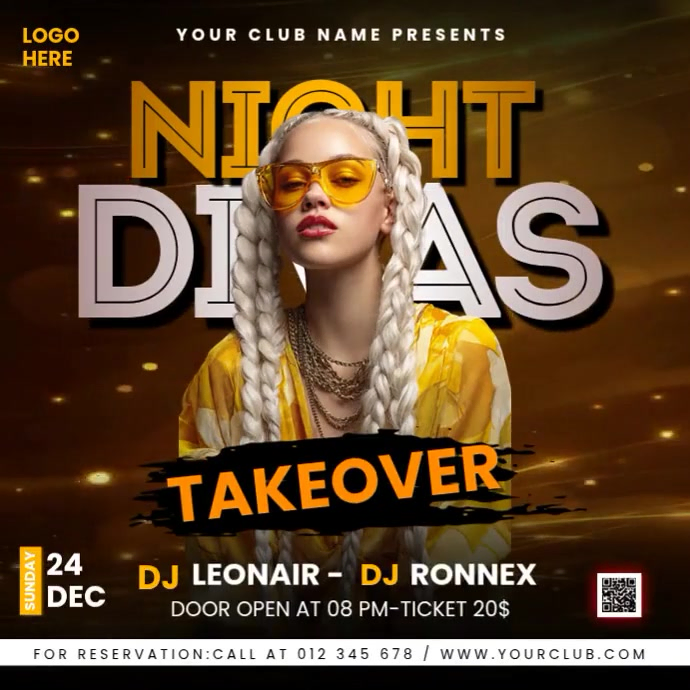 Plantilla de Night Divas Takeover | PosterMyWall