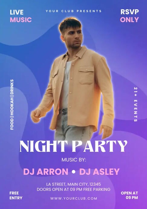 Night Dj Party Poster Flyer Template | PosterMyWall