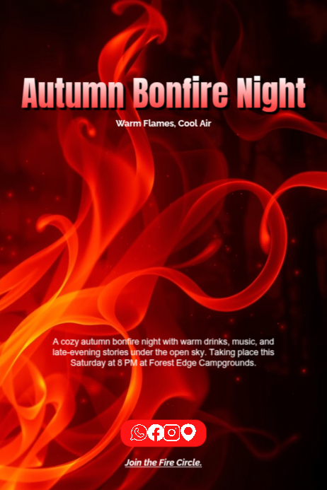 Night Ember – Bonfire Gathering Poster Template | PosterMyWall