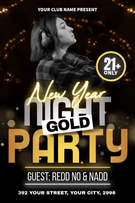 Night Gold Party Year End Template | PosterMyWall