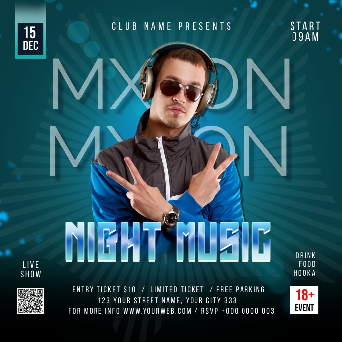 Night Music Event Ads Template | PosterMyWall