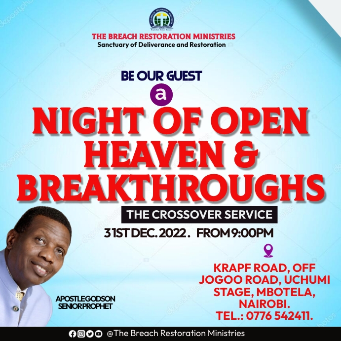 night of open heaven and breakthroughs Template | PosterMyWall