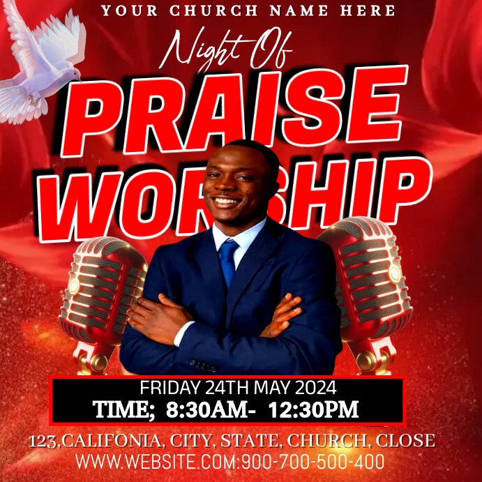 Modèle Night of praise and worship church template | PosterMyWall