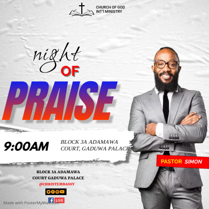 Plantilla de night of praise | PosterMyWall