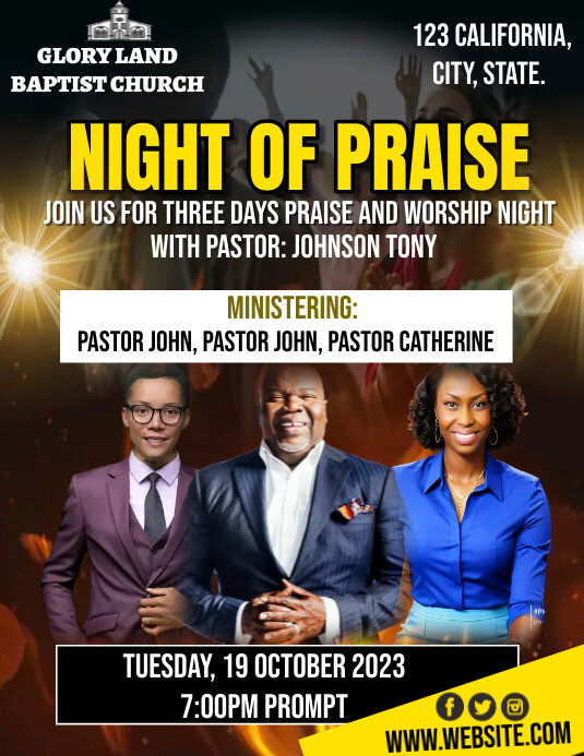 Night of praise flyer design template | PosterMyWall