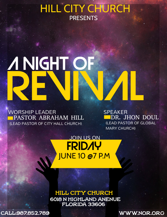 NIGHT OF REVIVAL Template | PosterMyWall