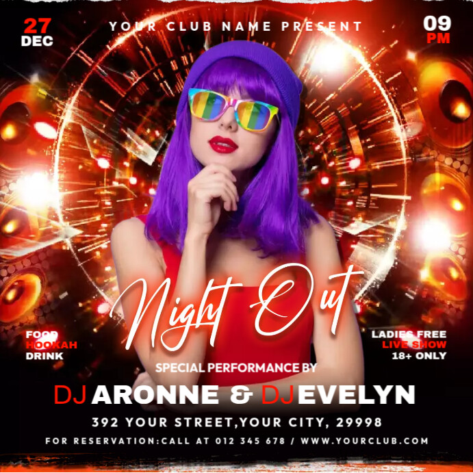 Plantilla de Night Out Party Flyer Ads | PosterMyWall
