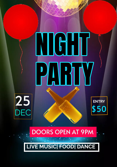 Night party A4 template | PosterMyWall