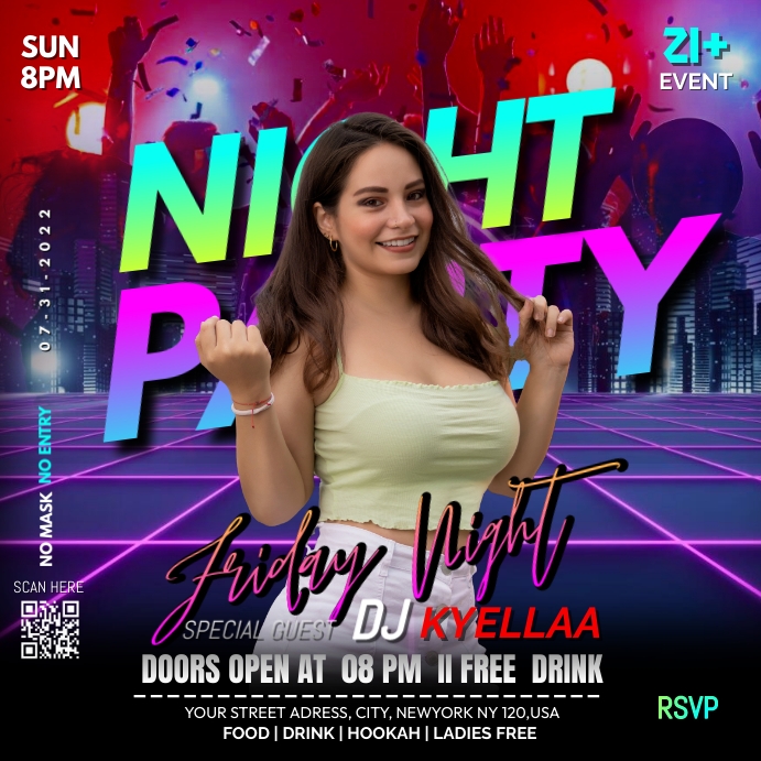 Plantilla de Night Party Ads | PosterMyWall