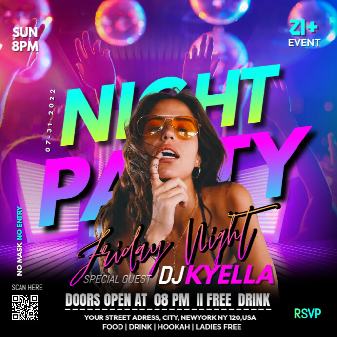 Night Party Ads Template | PosterMyWall