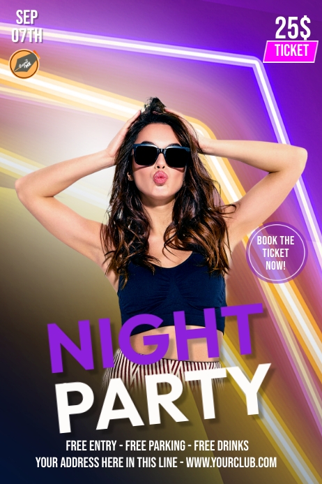 Night Party Ads Poster Templat | PosterMyWall