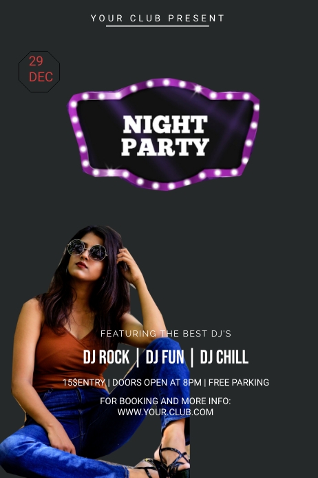 Copy of NIGHT PARTY BANNER TEMPLATE | PosterMyWall