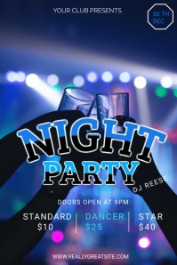 NIGHT PARTY POSTER TEMPLATE | PosterMyWall