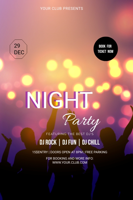 NIGHT PARTY BANNER TEMPLATE | PosterMyWall