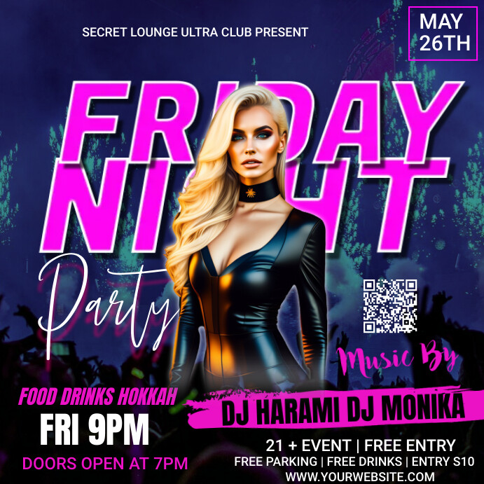 Night party / club party / dj night / pob / Template | PosterMyWall