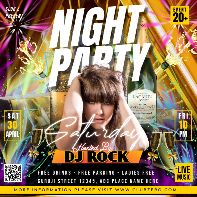 NIGHT PARTY Template | PosterMyWall