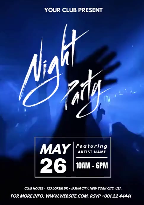 NIGHT PARTY Template | PosterMyWall