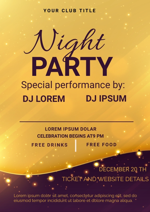 NIGHT PARTY Template | PosterMyWall