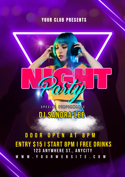 NIGHT PARTY DJ PERFORMANCE TEMPLATE | PosterMyWall