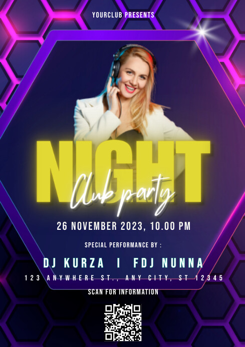 NIGHT PARTY DJ PERFORMANCE TEMPLATE | PosterMyWall