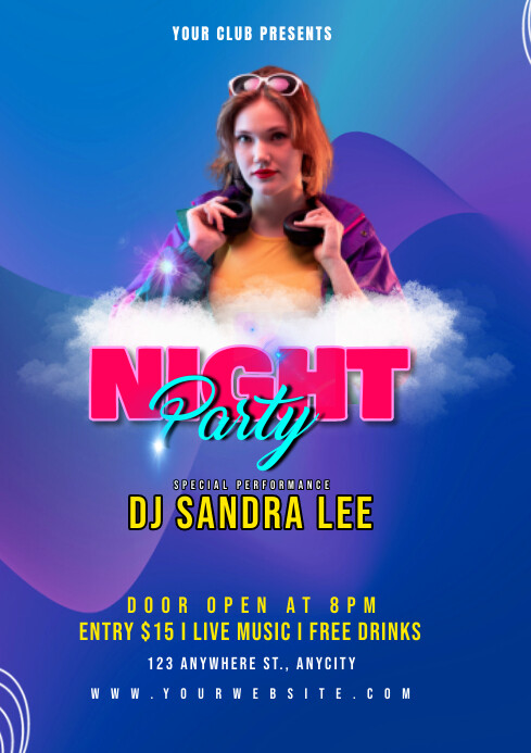 NIGHT PARTY DJ PERFORMANCE TEMPLATE | PosterMyWall