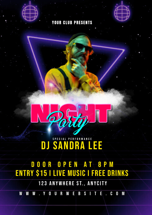 NIGHT PARTY DJ PERFORMANCE TEMPLATE | PosterMyWall