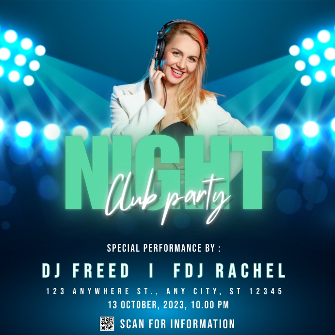 Plantilla de NIGHT PARTY DJ PERFORMANCE TEMPLATE | PosterMyWall
