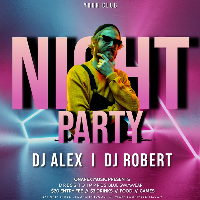 NIGHT PARTY DJ PERFORMANCE TEMPLATE | PosterMyWall
