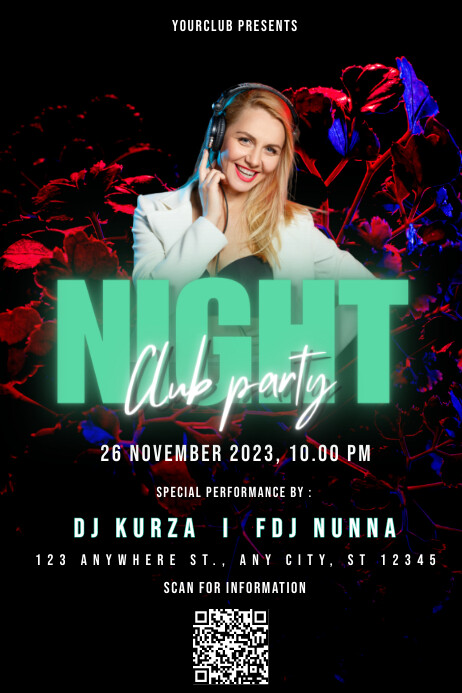 NIGHT PARTY DJ PERFORMANCE TEMPLATE | PosterMyWall