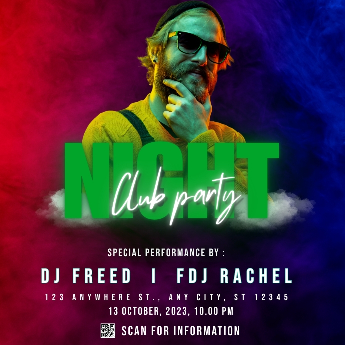 NIGHT PARTY DJ PERFORMANCE TEMPLATE | PosterMyWall