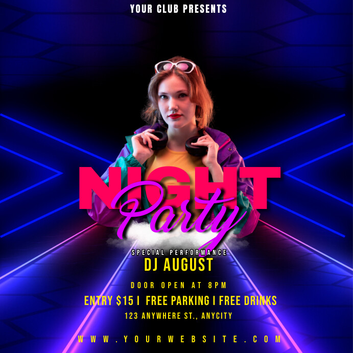 Copy of NIGHT PARTY DJ PERFORMANCE TEMPLATE | PosterMyWall