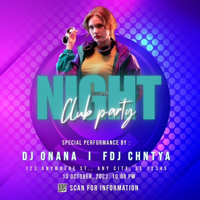 Plantilla de NIGHT PARTY DJ PERFORMANCE TEMPLATE | PosterMyWall
