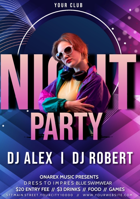 NIGHT PARTY DJ PERFORMANCE TEMPLATE | PosterMyWall