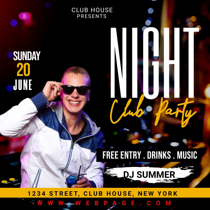 night party event post Template | PosterMyWall