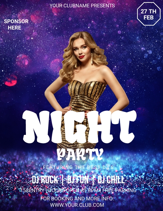 De Plantilla de Flayer de Fiesta Nocturna | PosterMyWall