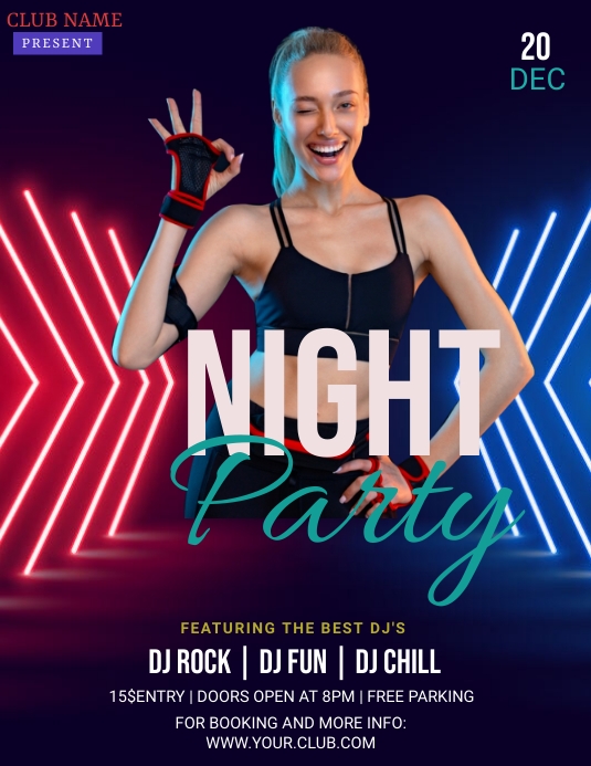 NIGHT PARTY FLAYER TEMPLATE | PosterMyWall