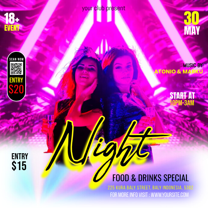 Plantilla de Night Party Instagram post | PosterMyWall