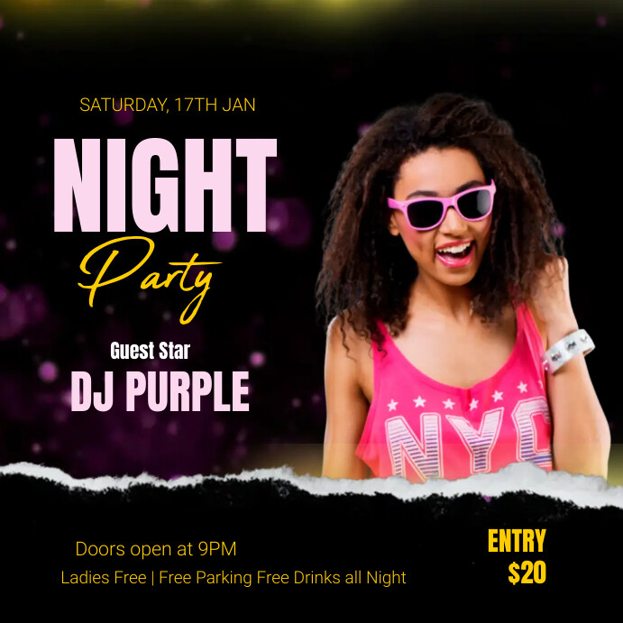 Plantilla de Night Party Invitation | PosterMyWall