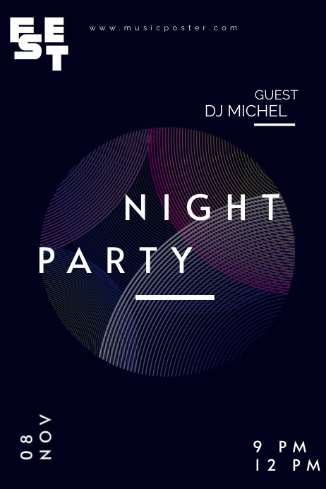 NIGHT PARTY INVITATION Template | PosterMyWall