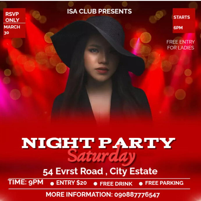 Plantilla de NIGHT PARTY INVITATION TEMPLATES | PosterMyWall