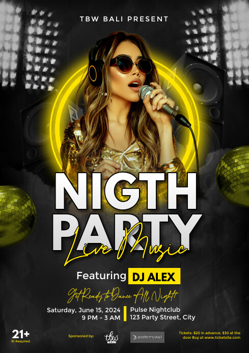 Night Party Live Music Template | PosterMyWall