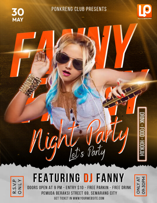 Night Party Orange Template | PosterMyWall