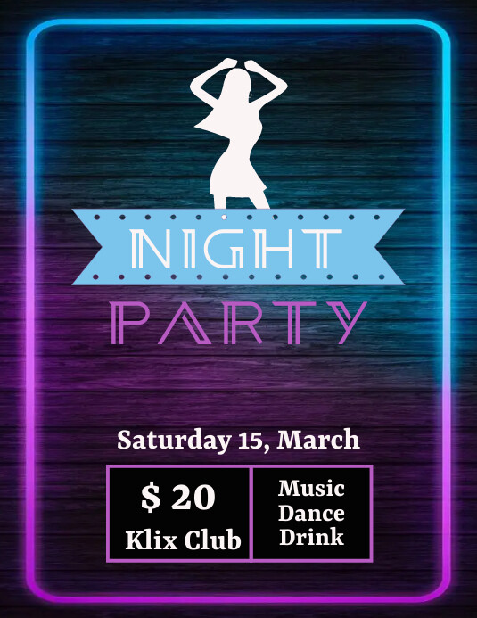 night party pamflet Template | PosterMyWall