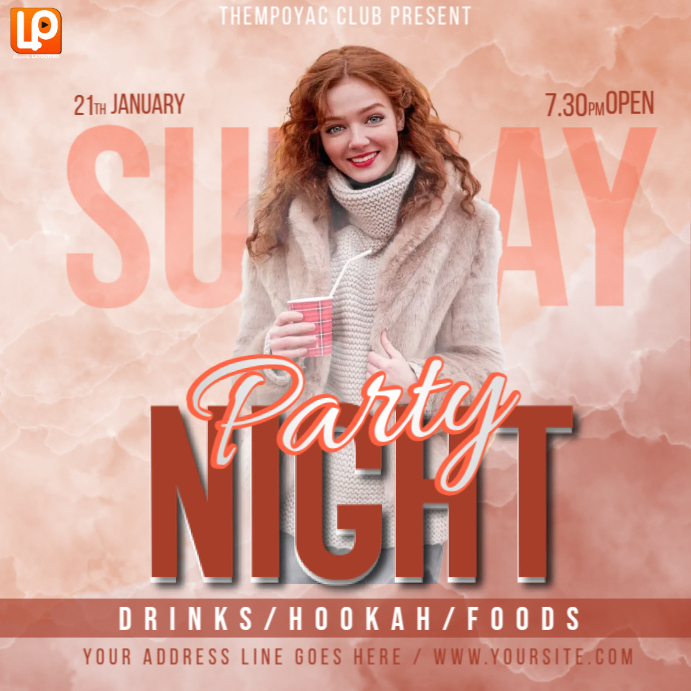 Night Party Peach Ads Template | PosterMyWall