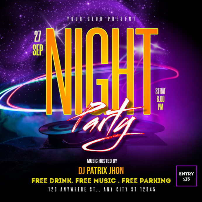 Night party post Template | PosterMyWall