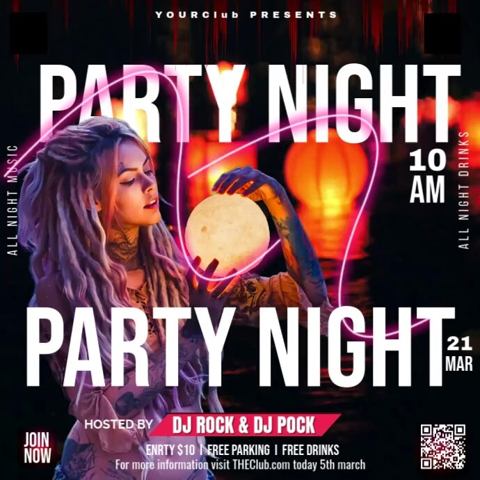 night party poster Template | PosterMyWall